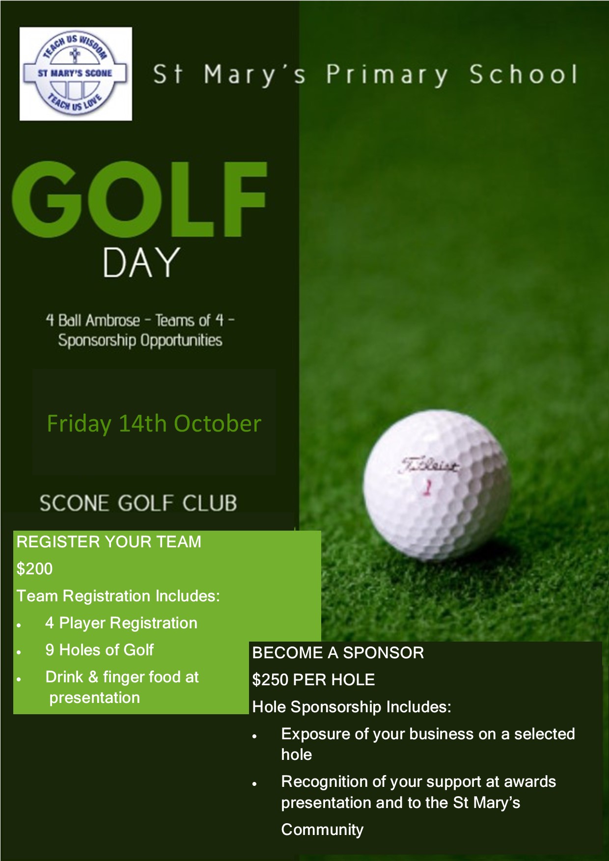 Scone Golf Day - My School Event