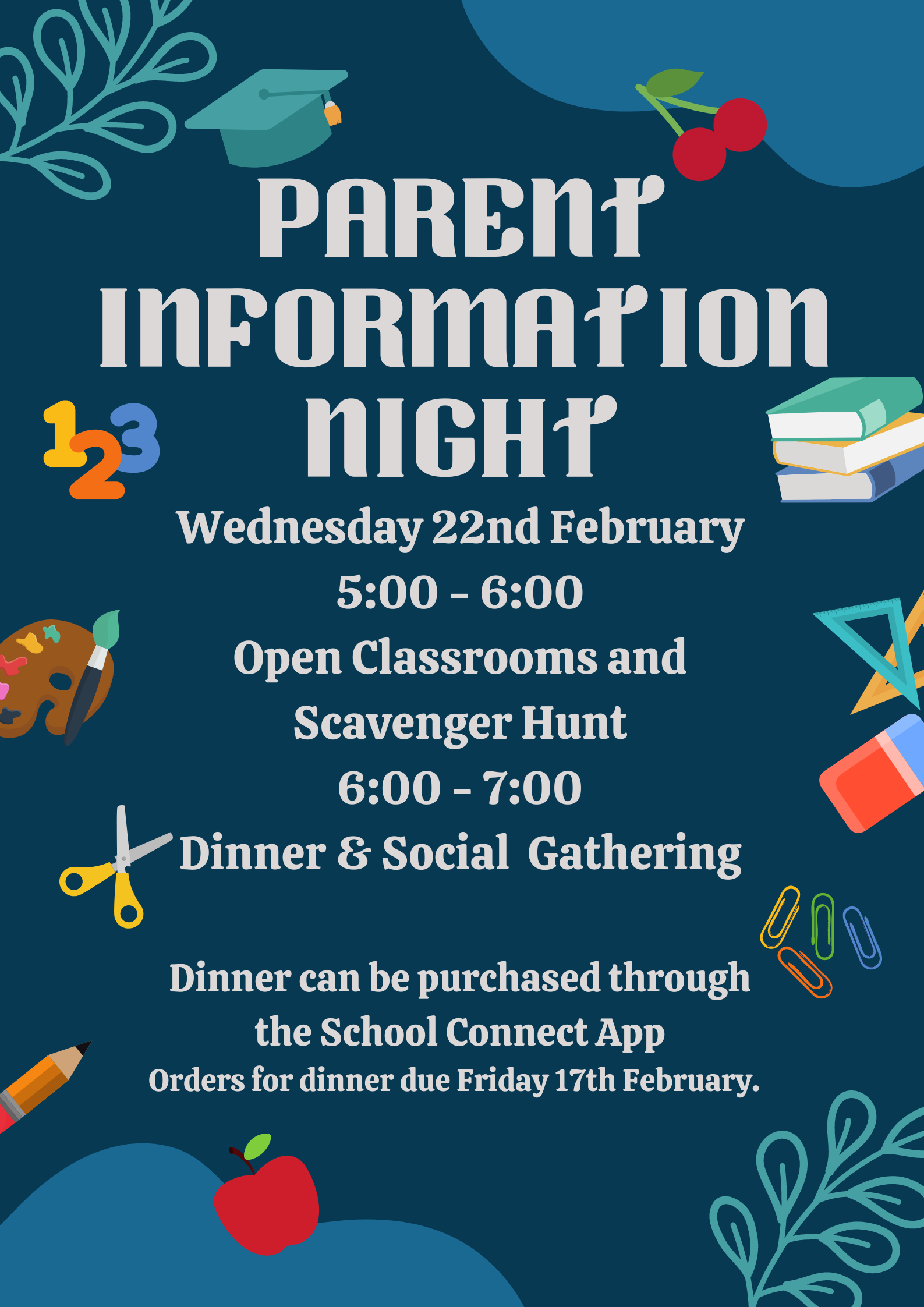 Information Night Dinner Order - My School Event